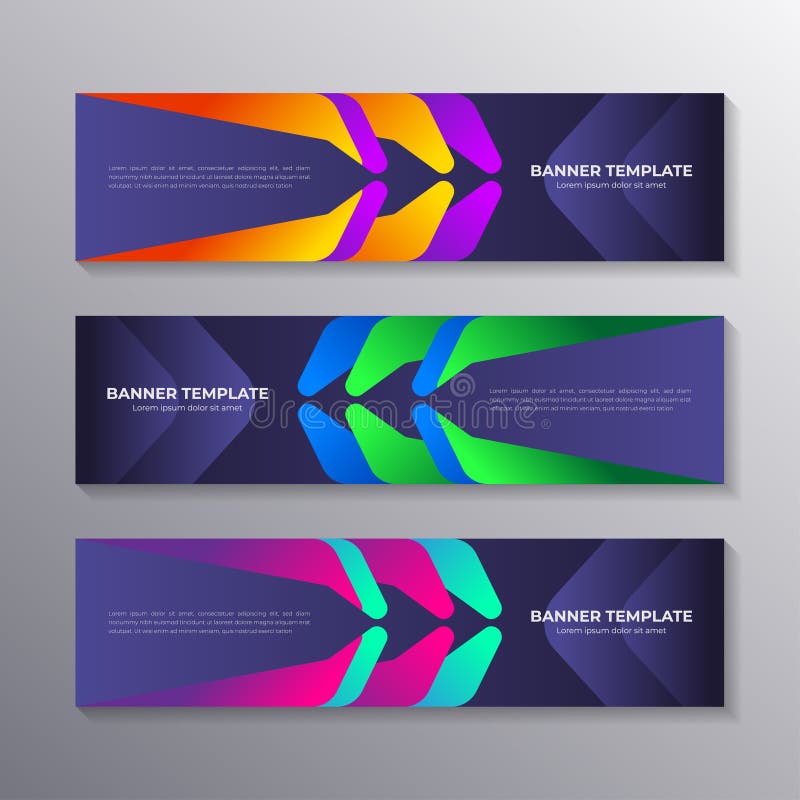 Gradient Banner Template, Modern Cool Geometric Shape Neon Glow ...