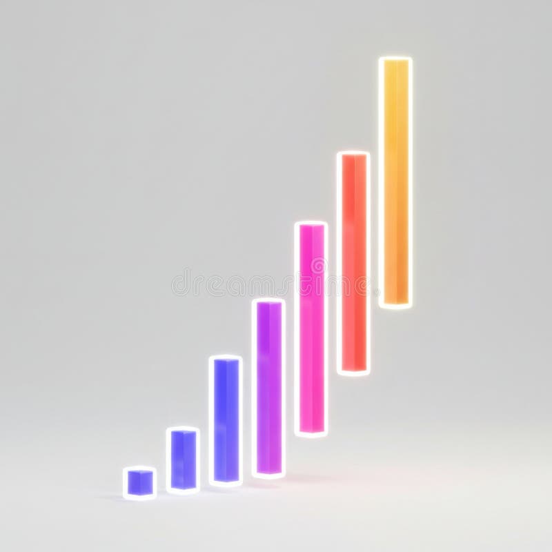 Gradient Bar Graph Showing Steady Growth with Success on Light ...
