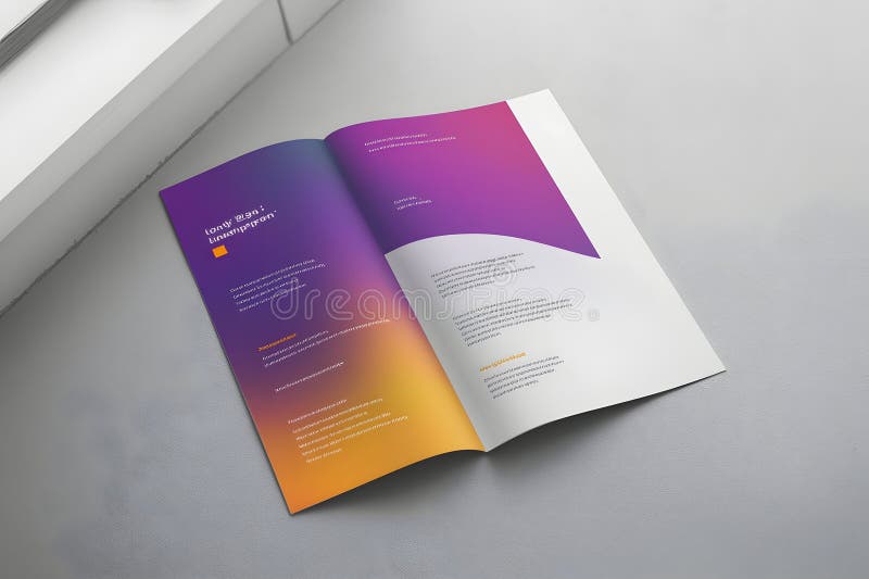 Gradient Bi-Fold Brochure Mockup Stock Illustration - Illustration of ...
