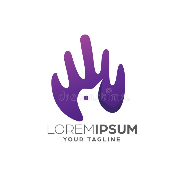 Gradient Bird and Hand Logo Design Template Stock Vector - Illustration ...