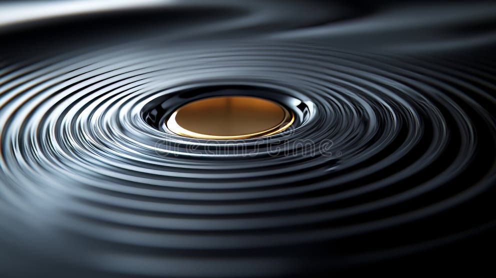 On a Gradient Black Surface, a Golden-ringed Circle Stands between ...