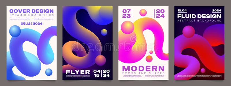 Gradient Blend Curve Posters. Dynamic Abstract Splashes for Cover ...