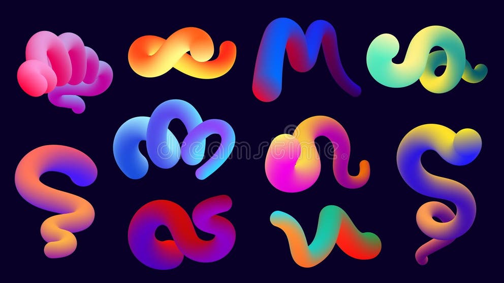 Gradient Blend Line. Dynamic Abstract Strokes with Different Colors and ...