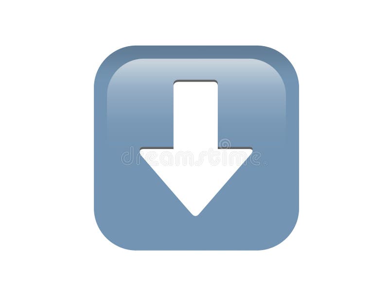 Gradient Blue Arrow Pointing Down Round Corner Square Icon Button Stock ...