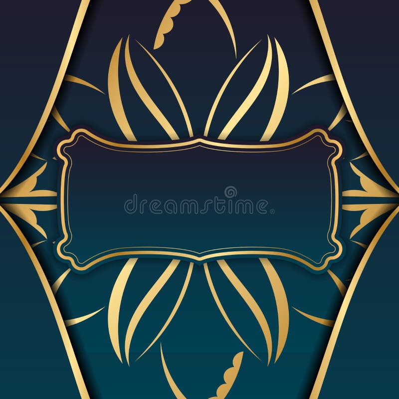 Gradient Blue Background with Greek Gold Pattern for Logo Design Stock ...