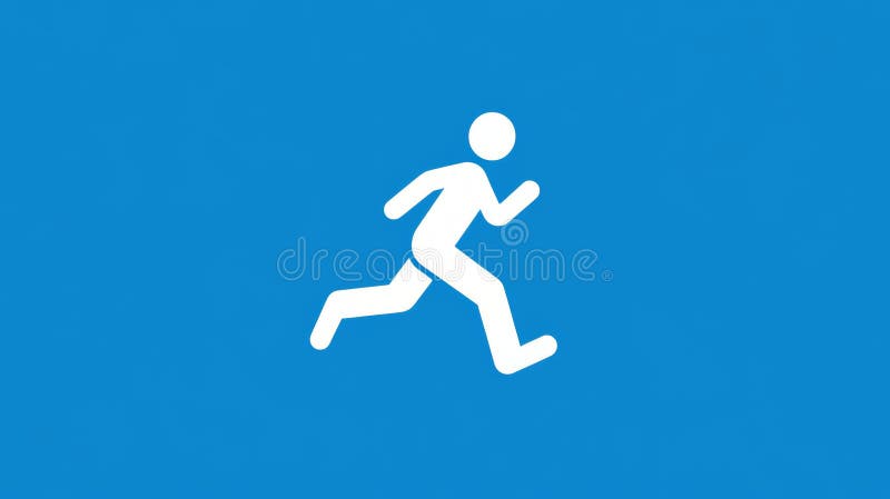 On a Gradient Blue Background, a White, Stylized Person in Motion ...
