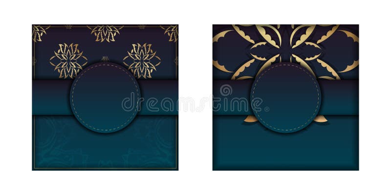 Gradient Blue Gradient Brochure Template with Indian Gold Pattern Ready ...