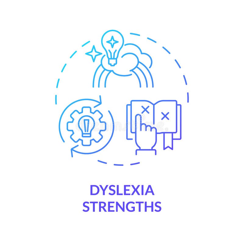 Gradient Blue Line Icon Dyslexia Strengths Concept Stock Vector ...
