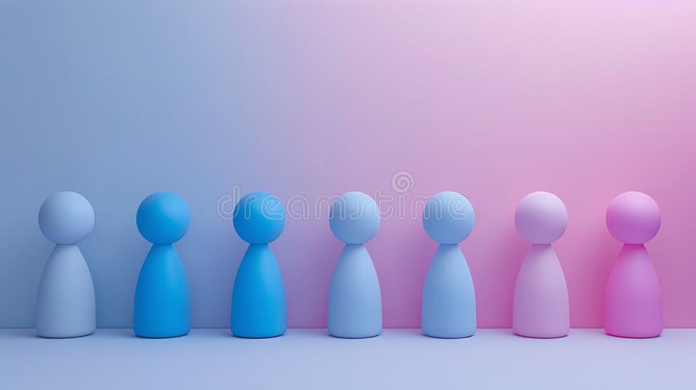 Gradient Blue and Pink Background with Seven Simple Geometric Figures ...