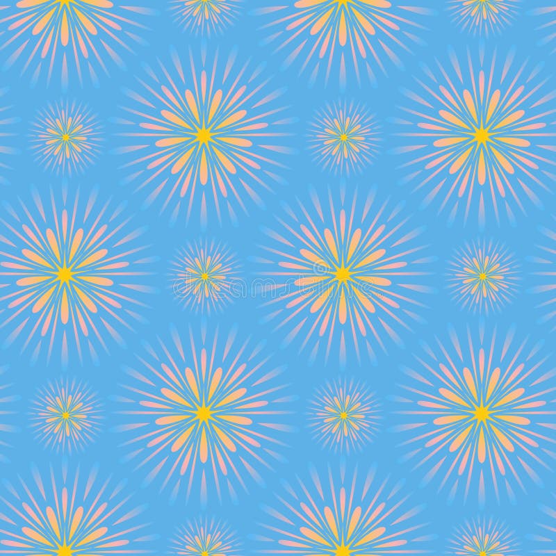 Gradient Blue Seamless Pattern Salute Firework Burst of Light ...