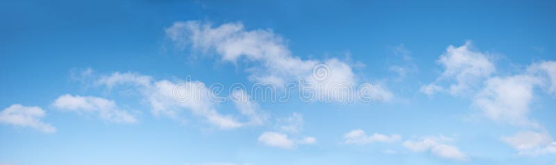 Gradient Blue Sky Panorama with Soft Cumulus Clouds Stock Photo - Image ...