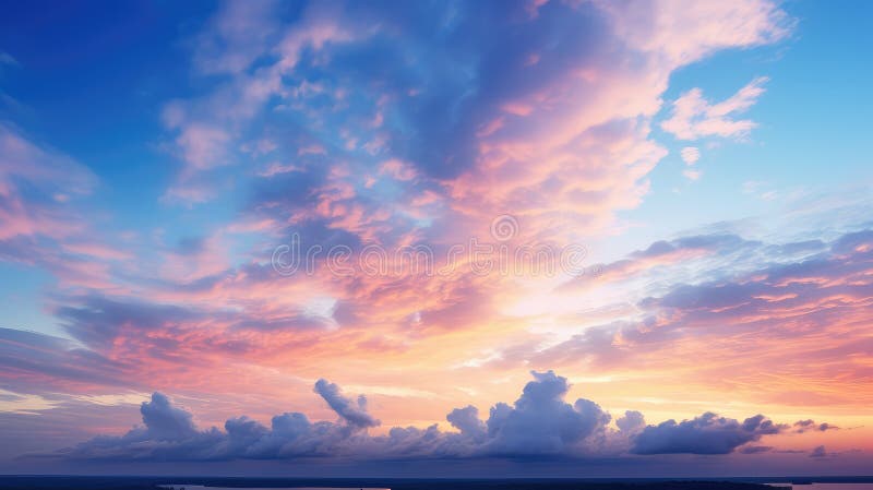 Gradient Blue Sky with Sunset Stock Illustration - Illustration of dusk ...