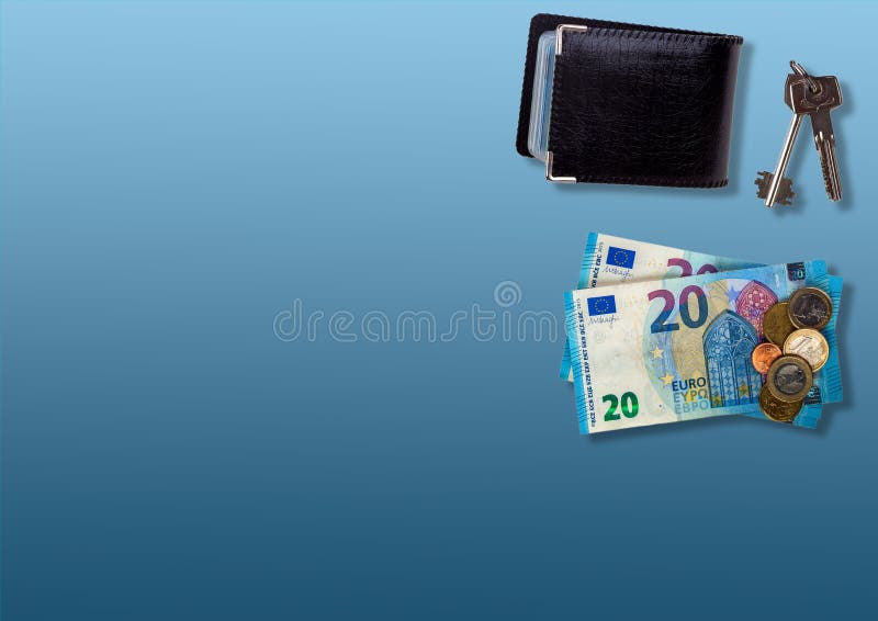 Gradient Blue Texture with Cardholder, Money and Keys in the Corner ...