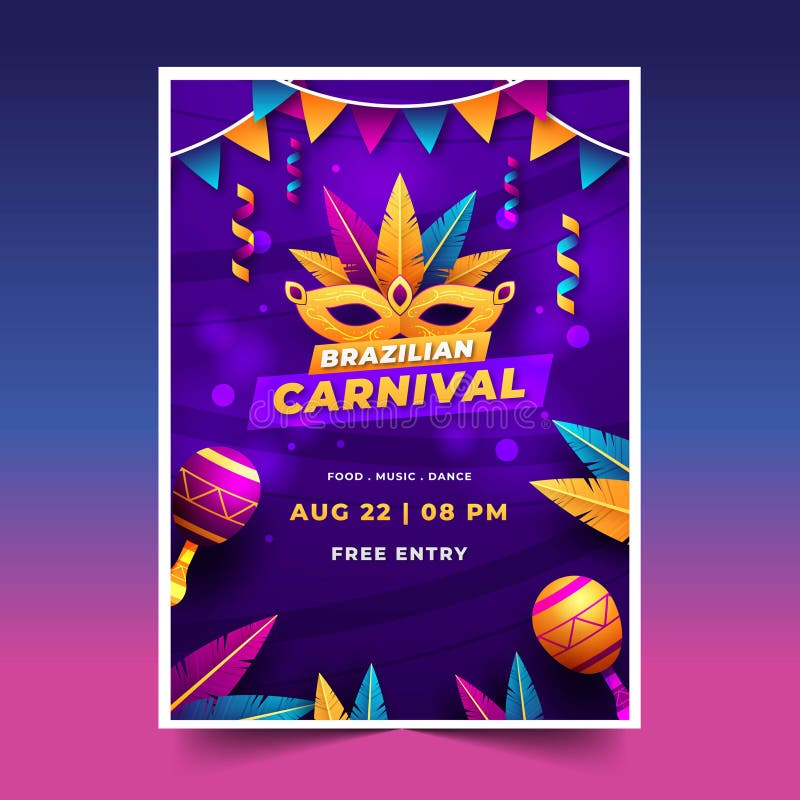 Gradient Brazilian Carnival Vertical Flyer Template Design Vector Stock ...
