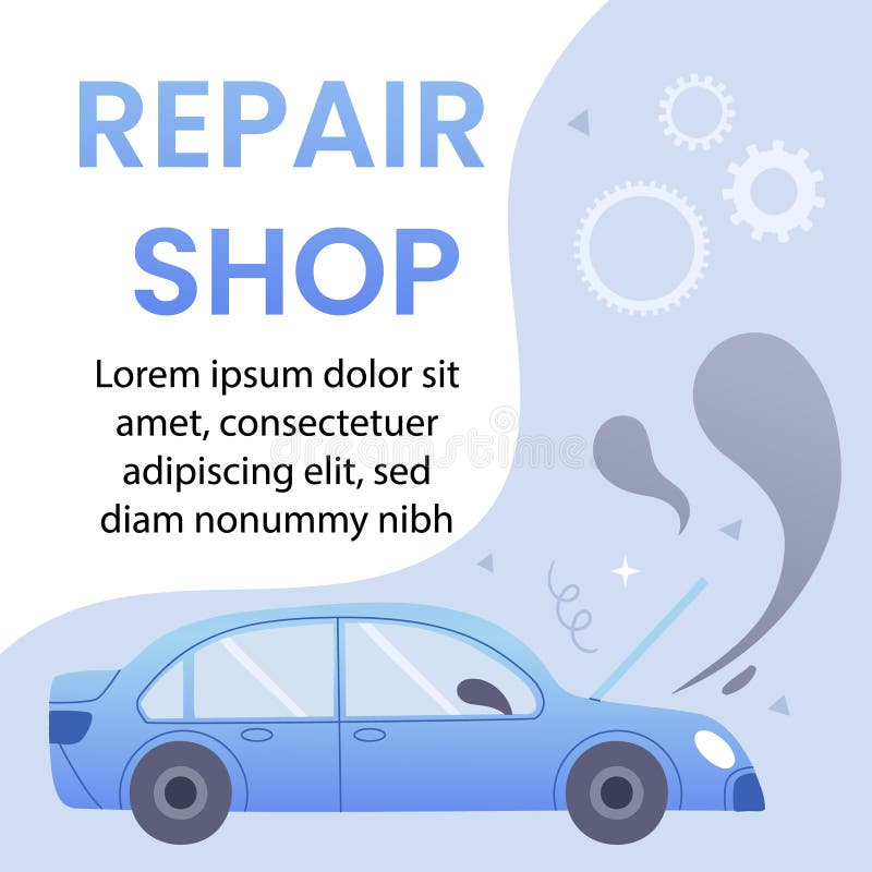 Gradient Car Repair Shop Services Posts Set Vector Illustration. Stock ...