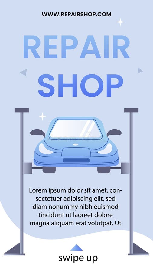 Gradient Car Repair Shop Services Posts Stories Set Vector Illustration ...