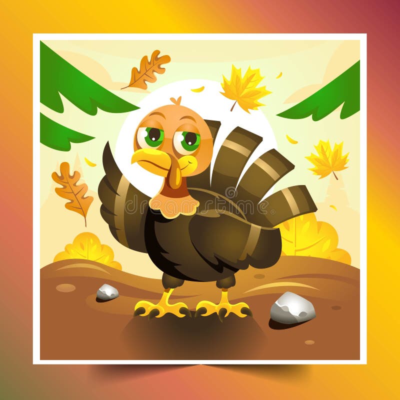 Gradient Cartoon Character Thanksgiving Celebration Design Vector Stock ...
