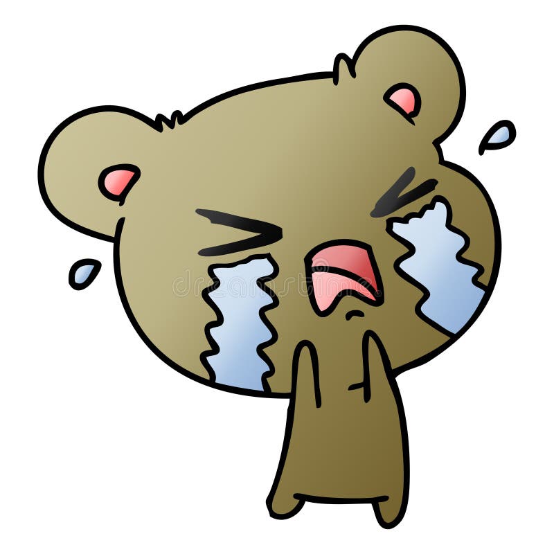 Gradient Cartoon of a Cute Crying Bear Stock Vector - Illustration of quirky, bear: 149169262