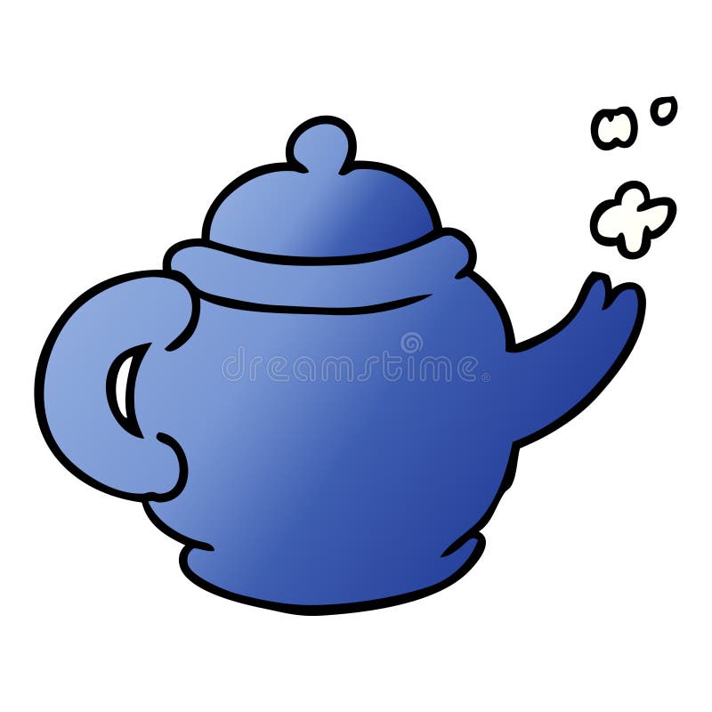 Gradient Cartoon Doodle of a Blue Tea Pot Stock Vector - Illustration ...
