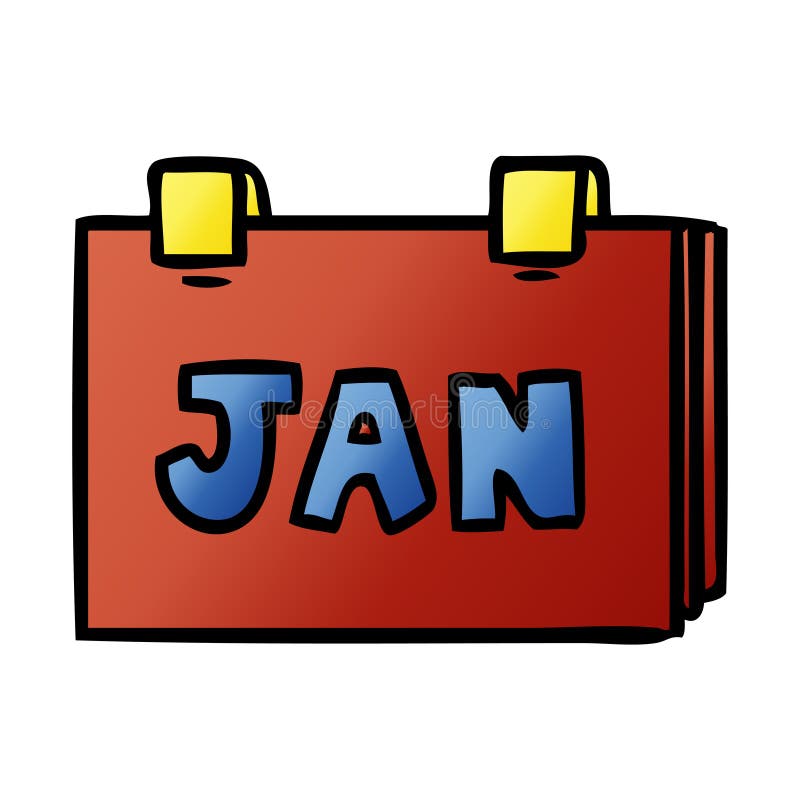 Gradient Cartoon Doodle of a Calendar with Jan Stock Vector ...