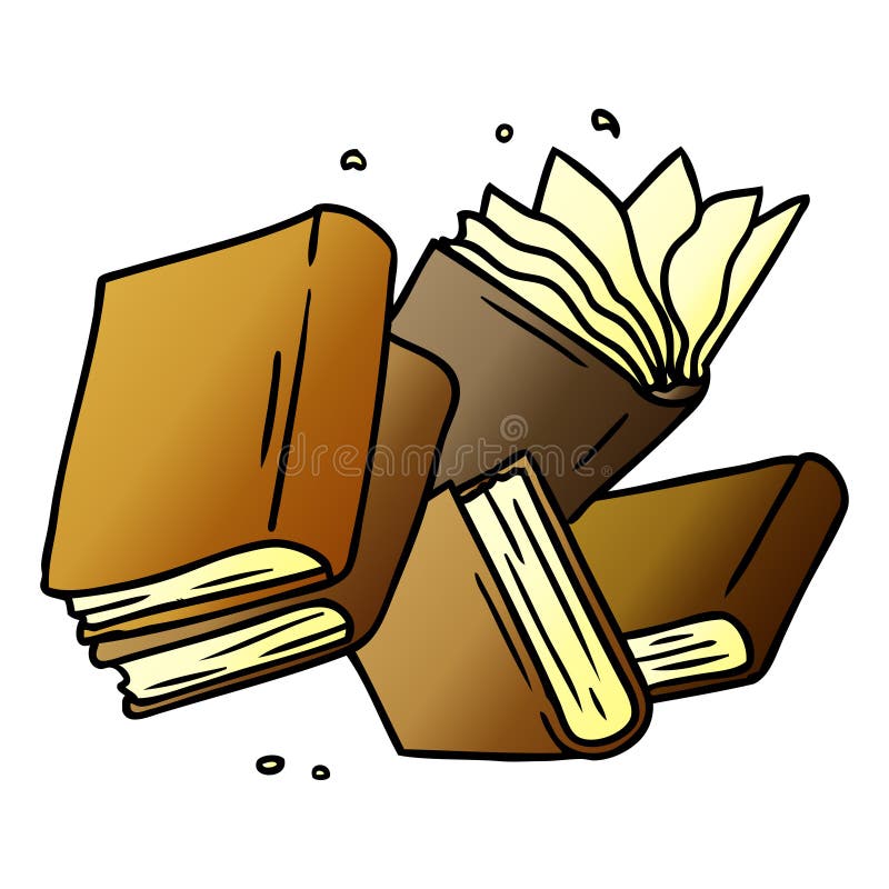 Gradient Cartoon Doodle of a Collection of Books Stock Vector ...