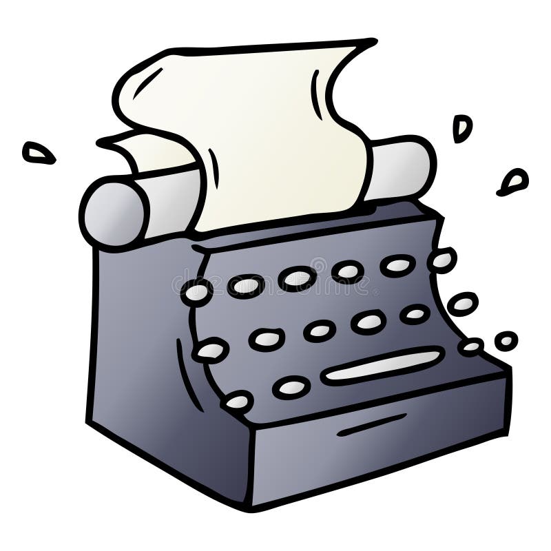 Gradient Cartoon Doodle of Old School Typewriter Stock Vector ...