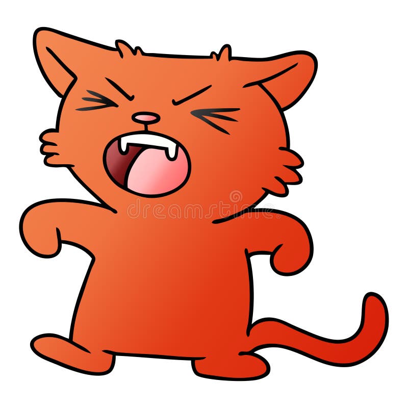 Gradient Cartoon Doodle of a Screeching Cat Stock Vector - Illustration ...