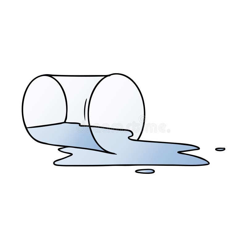 Gradient Cartoon Doodle of a Spilt Glass Stock Vector - Illustration of ...