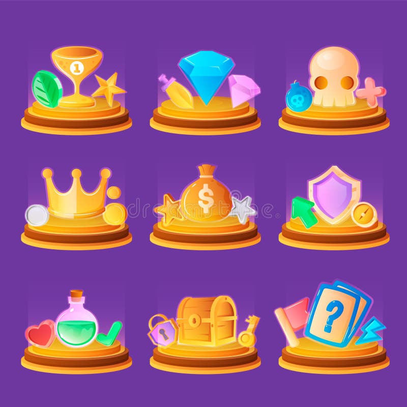 Gradient Cartoon Game Elements Mini Composition Set Stock Illustration ...