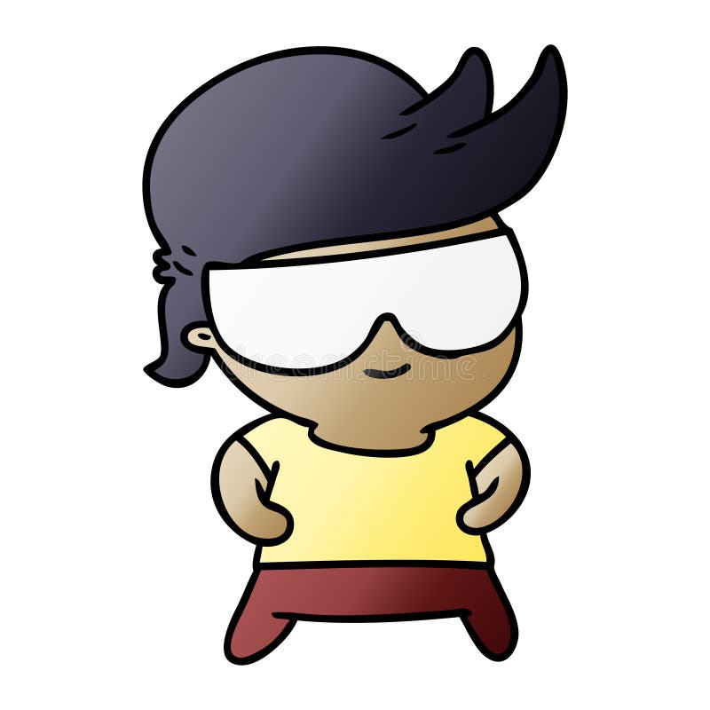 Gradient Cartoon Kawaii Kid with Shades Stock Vector - Illustration of ...