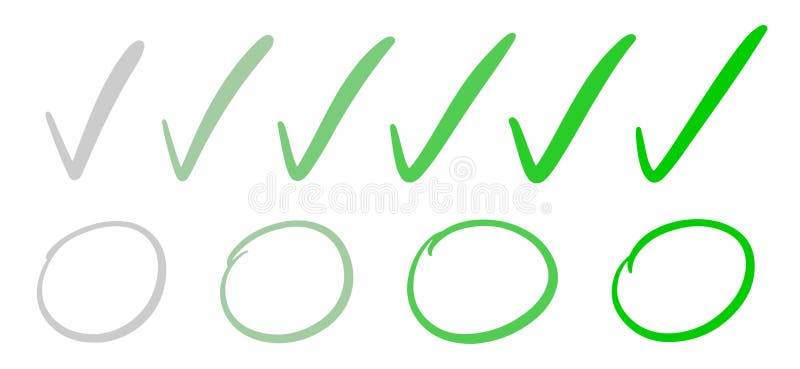 Gradient Check Marks and Circles in Green Tones Stock Vector ...