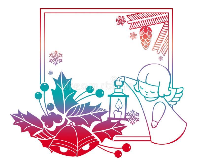Gradient Christmas Frame with Cute Angel. Copy Space. Stock ...