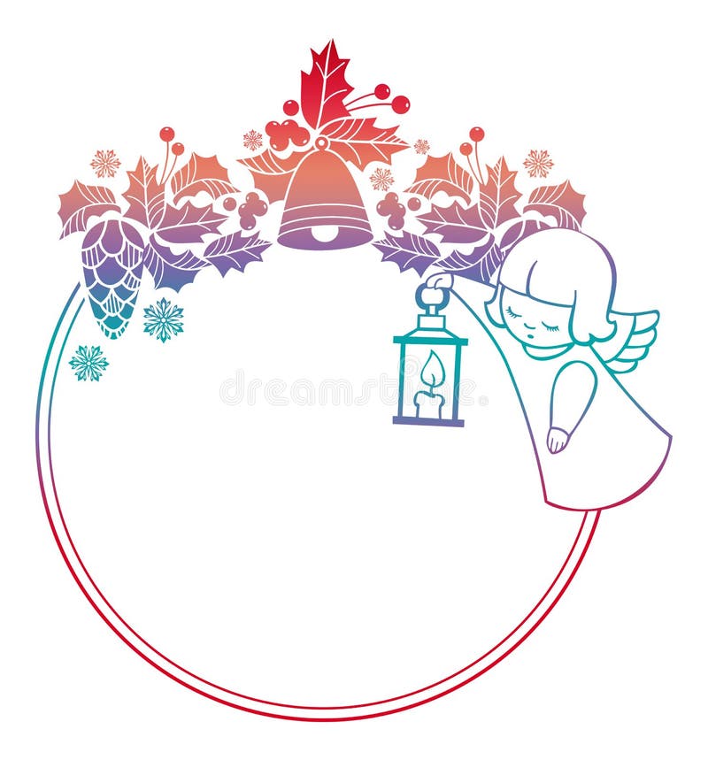 Gradient Christmas Frame With Cute Angel. Copy Space. Stock ...