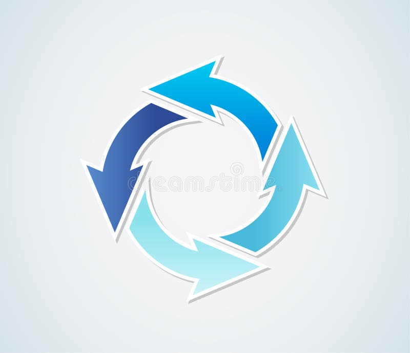 Five Chasing Arrows in a Circle in Cool Tones Stock Vector ...