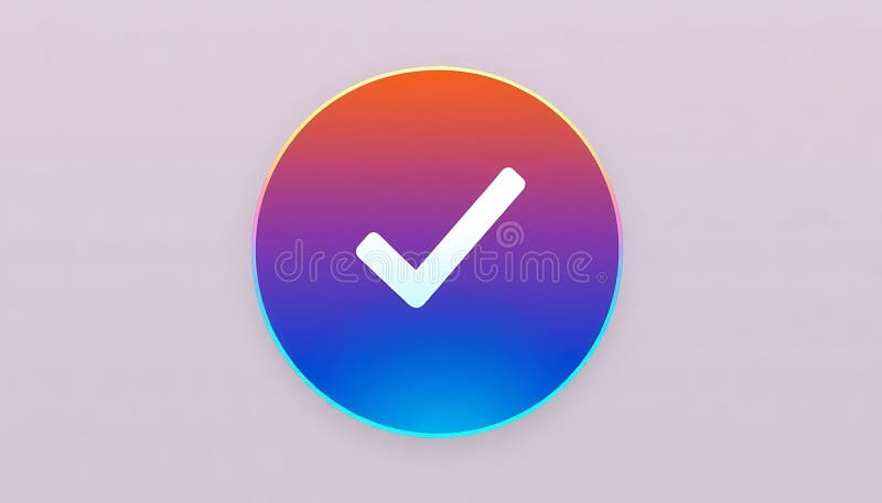 Gradient Circle Checkmark Icon, Digital Confirmation Symbol Stock ...