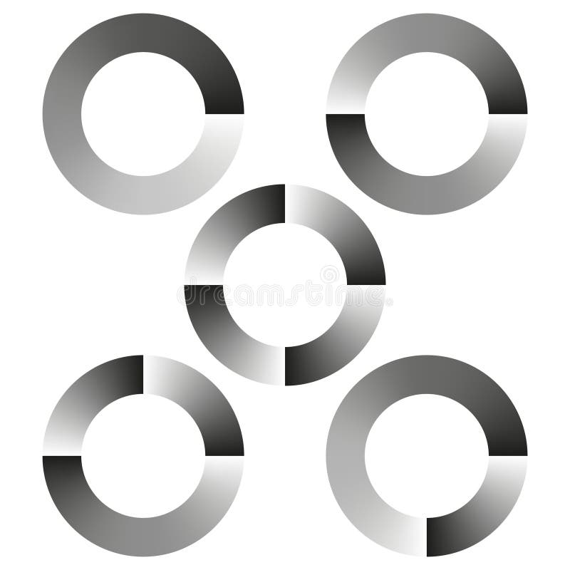 Gradient Circle Icons Set. Black and White Design. Modern Vector Graphics. Abstract Round ...