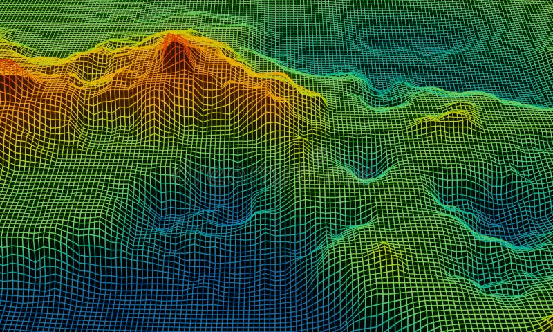 Gradient Color Grid Mountain Stock Illustration - Illustration of ocean ...