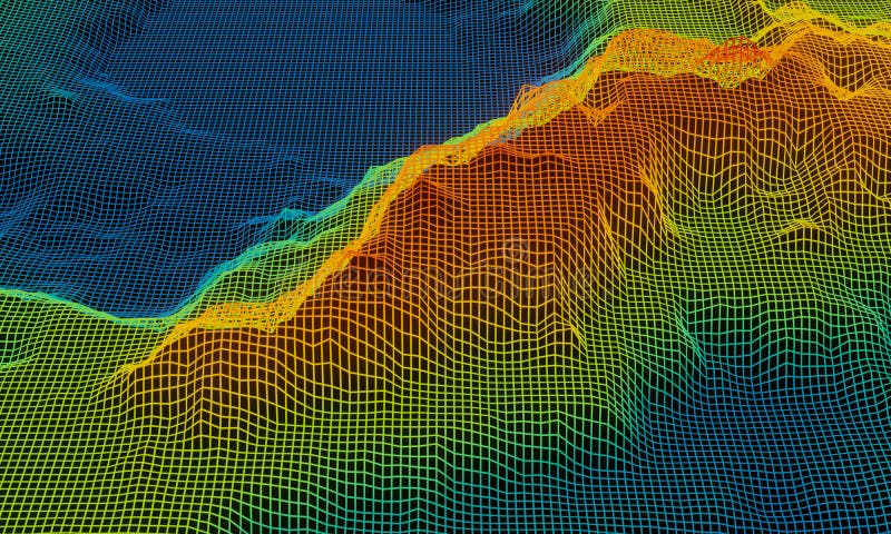 Gradient Color Grid Mountain Stock Illustration - Illustration of ...