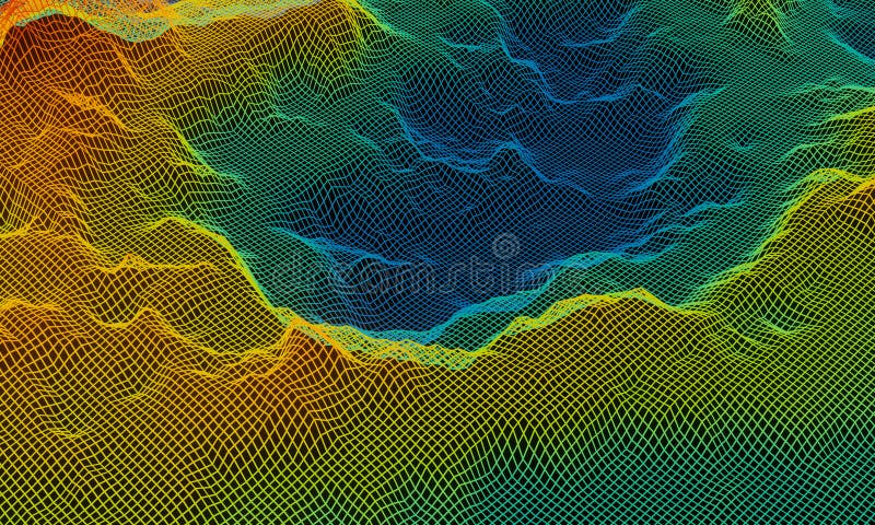Gradient Color Grid Mountain Stock Illustration - Illustration of ...