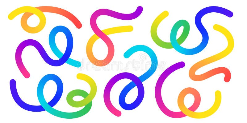 Gradient Color Morph Organic Abstract Shapes - Doodle Line Rainbow ...