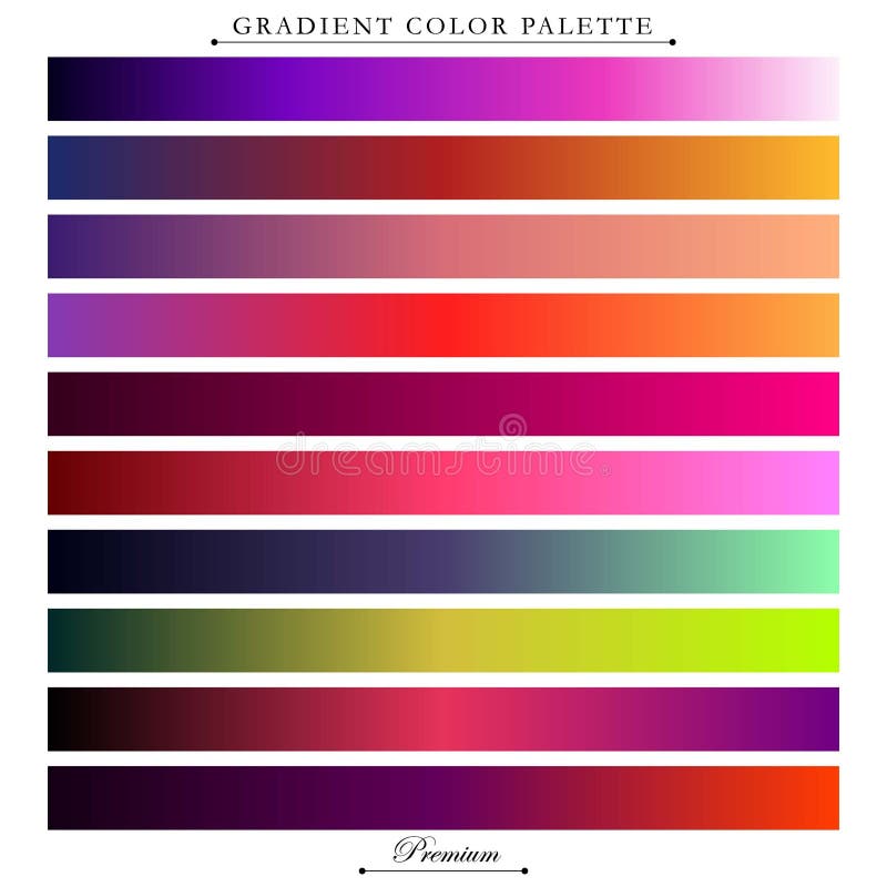 Gradient Color Pallet Vector. Example of Color Trend Guide. Stock ...