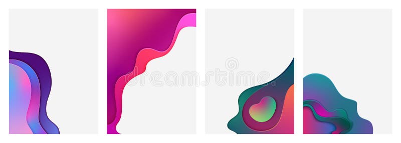 Gradient Color Paper Cut 3d Volumetric Waves on Edge Effect A4 Poster ...
