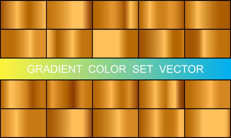 Gold Gradient Color Set, Gradient Color Pallet, Metallic Gradient Color ...