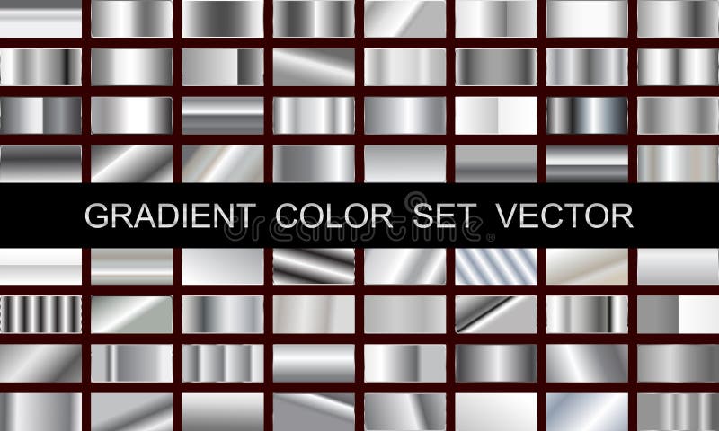 Silver Gradient Color Mega Set, Gradient Color Pallet, Metallic ...