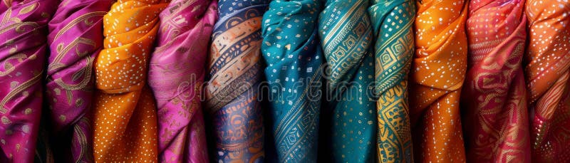 Gradient Color Silk Clothes with Different Patterns Stock Illustration ...