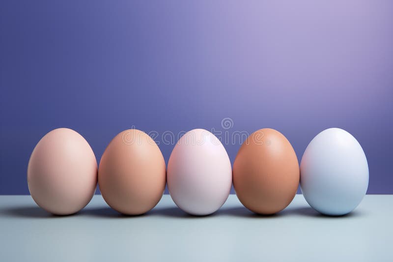 Gradient Colored Eggs in a Row on Blue Backdrop. Stock Illustration ...