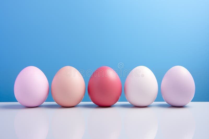 Gradient Colored Eggs in a Row on Blue Backdrop. Stock Illustration ...