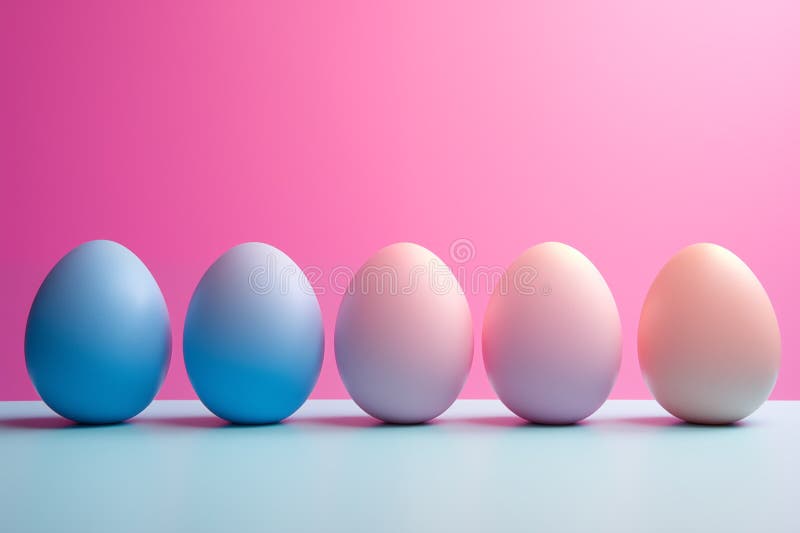 Gradient Colored Eggs in a Row on Pink Backdrop. Stock Illustration ...