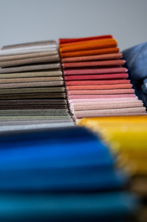 Gradient Colored Luxury Velvet Samples Folded in Rows and Placed in a ...