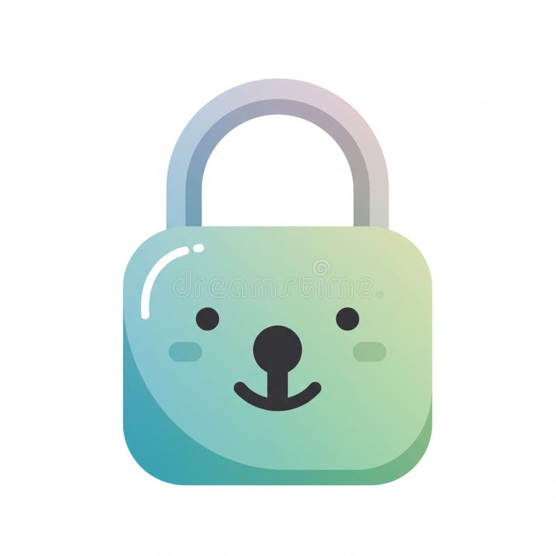 Gradient-colored Padlock with a Smiling Bear Face Design. the Body is a ...
